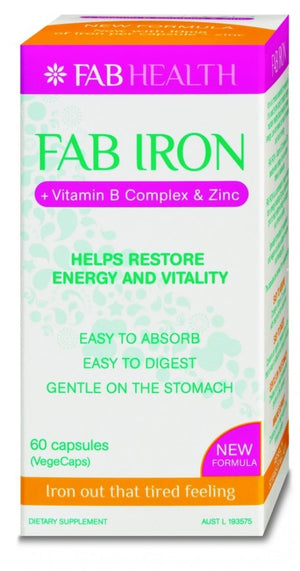 FAB IRON + Vitamin B complex + Zinc Capsules 60
